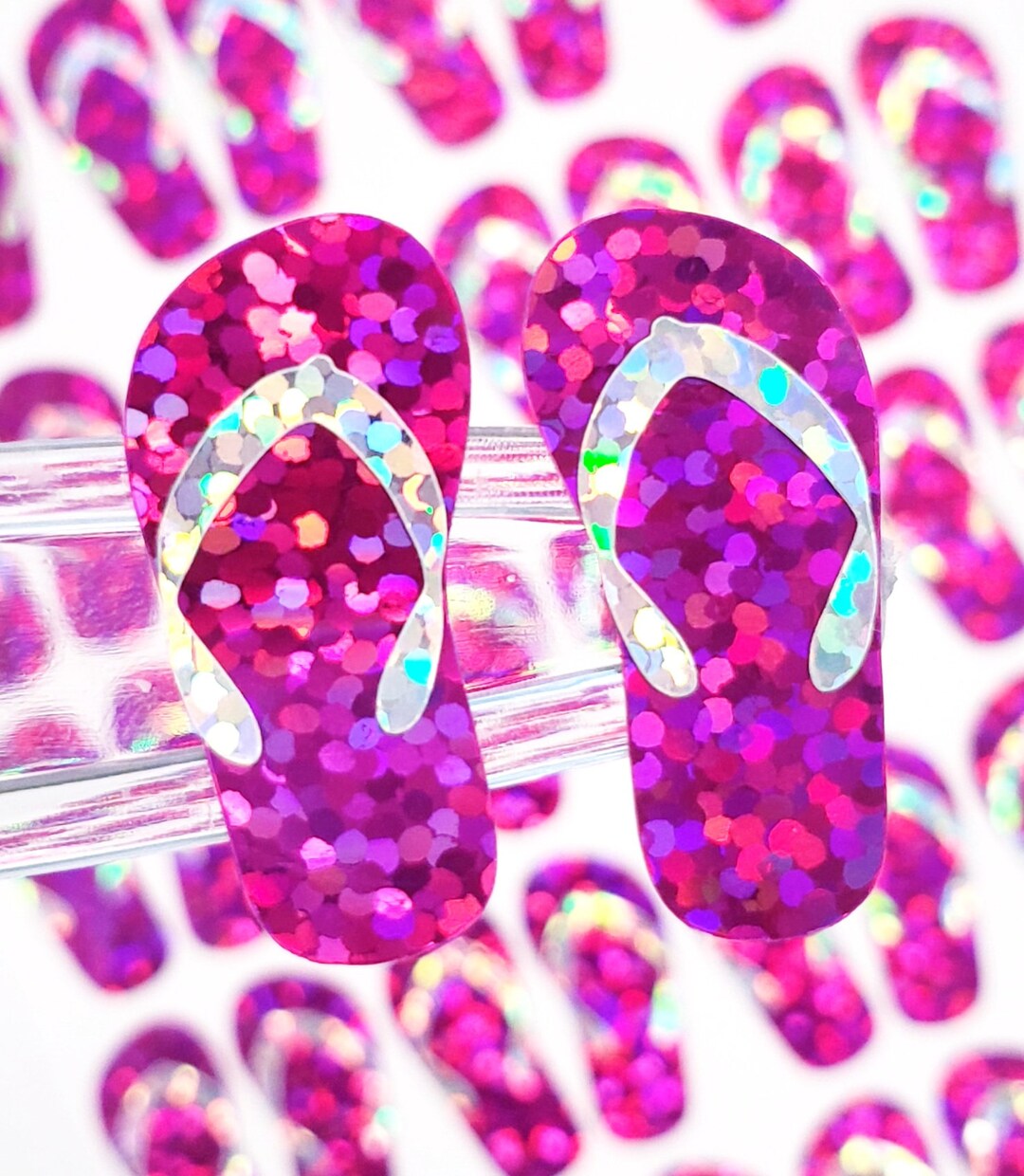 Hot Pink Flip Flop Stickers, Cute Set of 15 Pink Sparkly Beach Flip ...