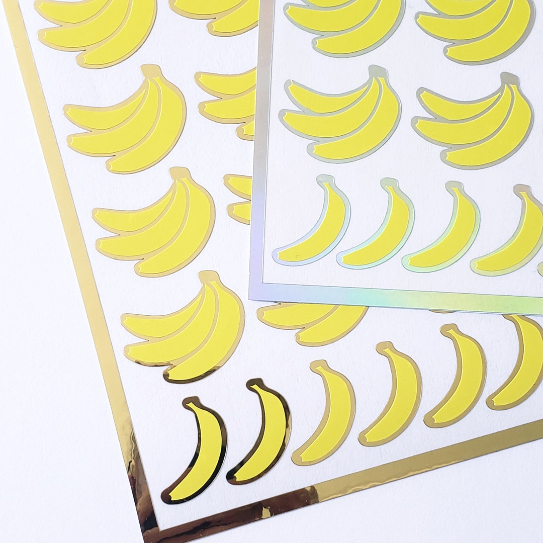 Banana Stickers, Set of 36 Small Yellow and Gold Bananas, Vinyl Labels ...