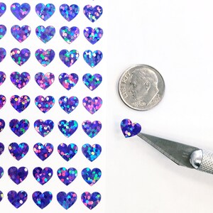 Small Purple Hearts Sticker Sheet, Set of 285 Purple Glitter Vinyl ...