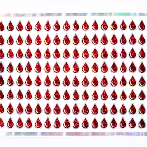 Red Blood Drop Stickers, Set of 136 Sparkling Red Vinyl Decals, Period ...