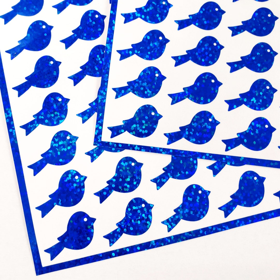 Bluebird Stickers, Set of 50 Small Royal Blue Glitter Decals for ...