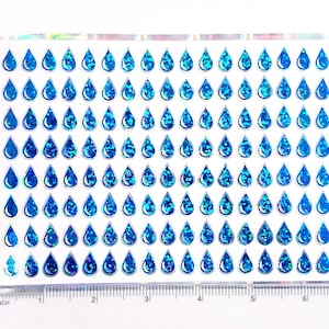 Blue Water Drop Stickers, Set of 136 Sparkling Blue Raindrop Vinyl ...