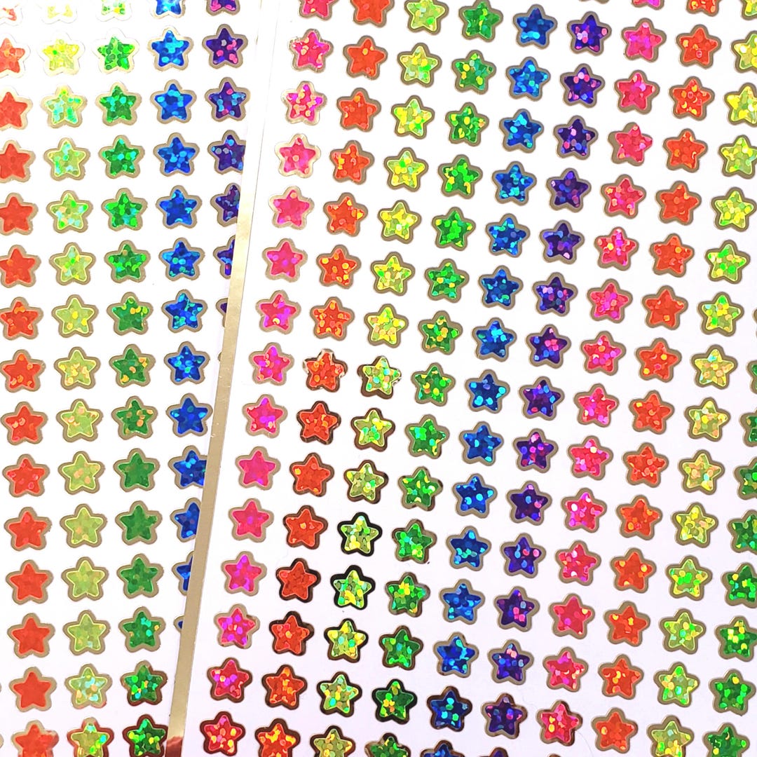 Extra Small Rainbow Star Stickers, Set of 216 Sparkly Multi Color ...