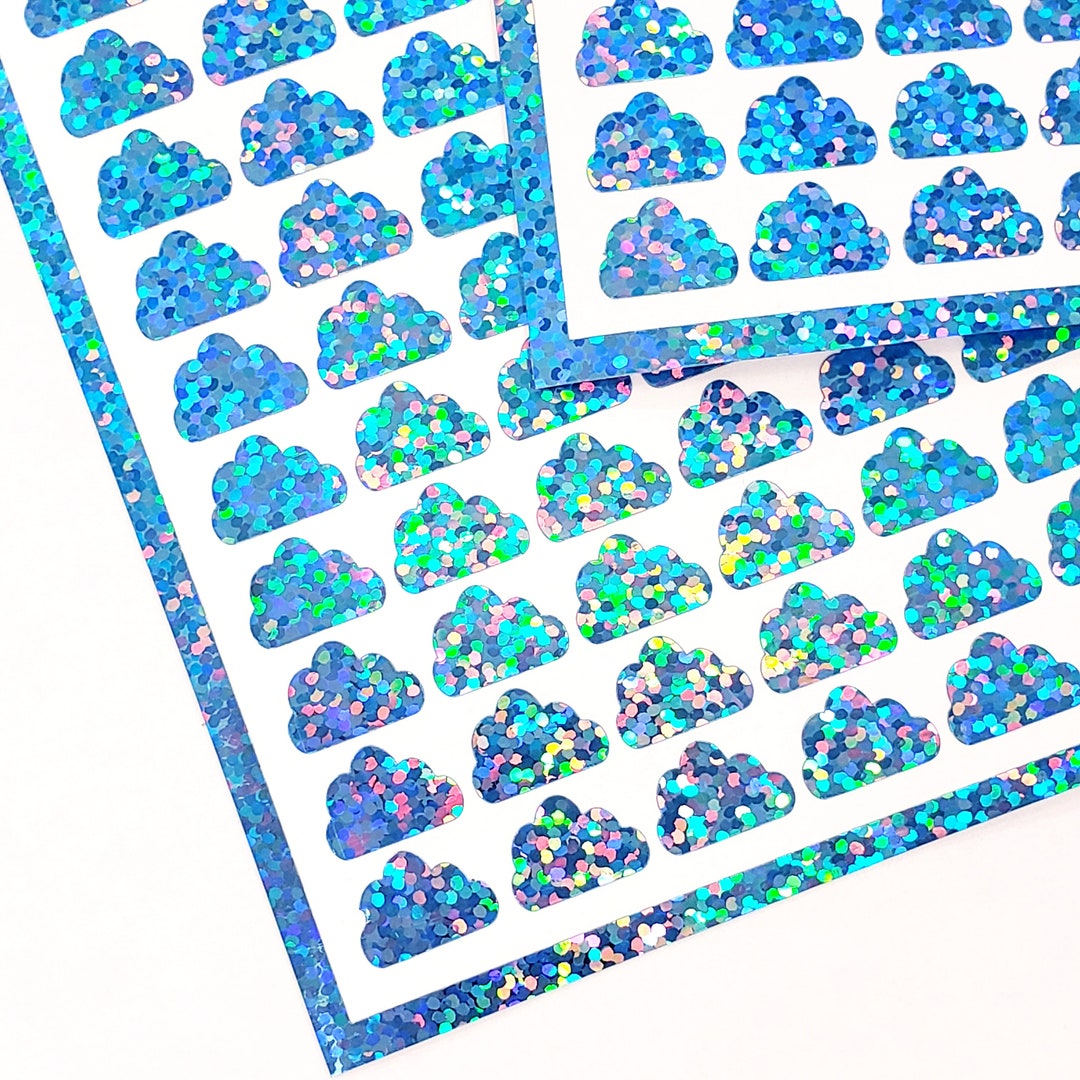 Cloud Stickers, Set of 100 Small Sparkly Cloud Decals for Journals ...