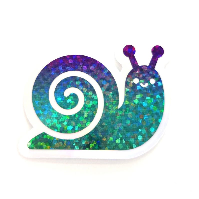 Snail Stickers, Set of Die-cut Rainbow Glitter Mini Stickers for ...