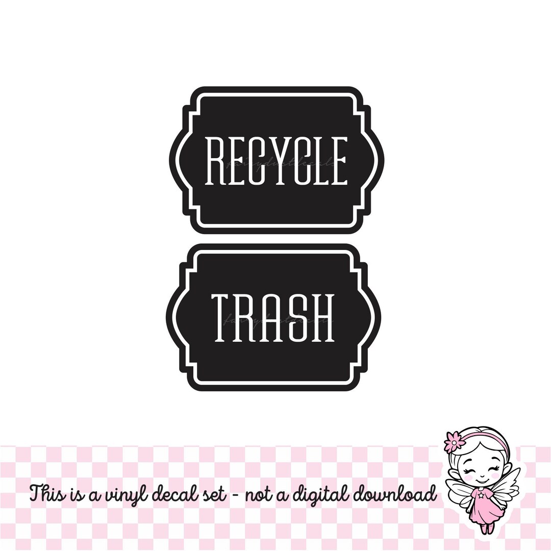 Trash and Recycle Decal Set, Garbage Barrel and Recycling Stickers ...
