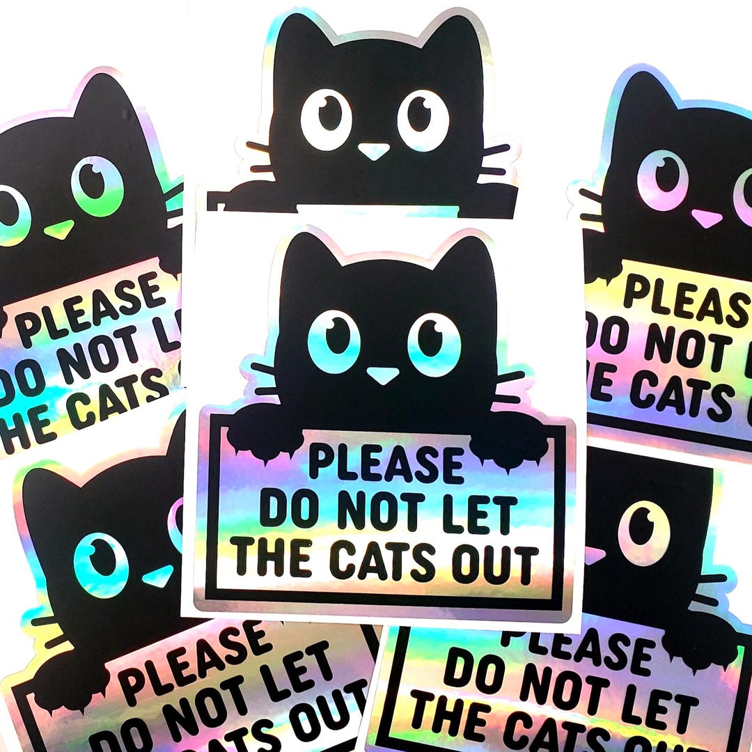 Please Do Not Let the Cat Out Sticker, Holographic Vinyl Sticker ...