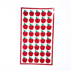 Small Apples Sticker Sheet Set of 40 Sparkly Red Apple Vinyl - Etsy