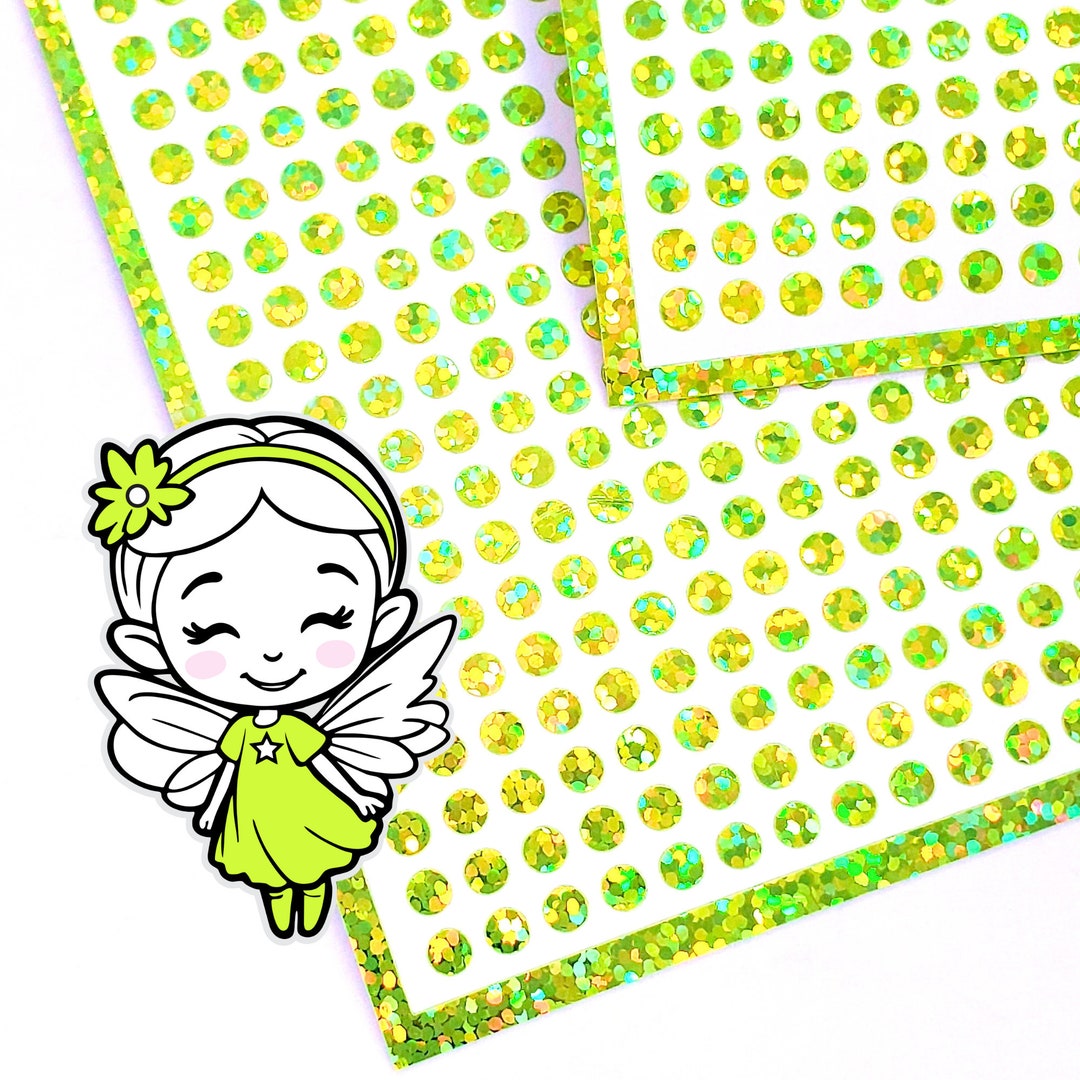 Extra Small Yellow Green Glitter Dot Stickers. Set of 750 Micro Sized ...