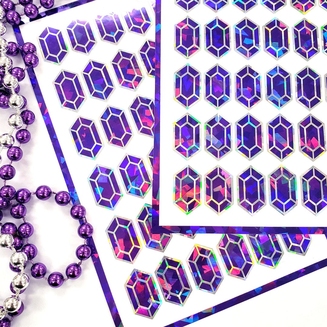 Purple Rupee Gem Stickers, Set of 36 Small Sparkly Rupee Vinyl Decals ...