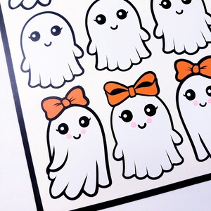 Cute Ghosts Sticker Sheet, Set of 9 Kawaii Style Vinyl Stickers for ...