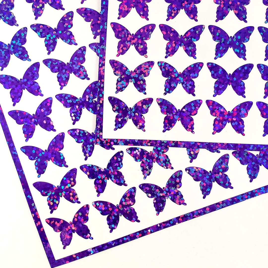 Purple Butterfly Sticker Sheet Set of 50 Small Sparkly Butterflies ...
