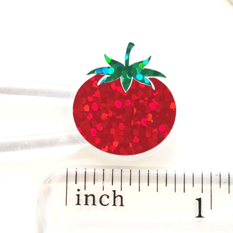 Mini Tomato Stickers, Red Glitter Vinyl Decals, Peel & Stick Craft ...