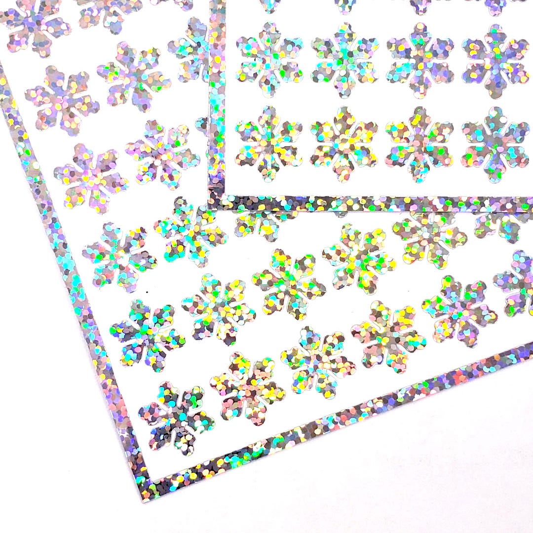 Silver Snowflake Stickers, Set of 99 Small Sparkly Snow Embellishments ...