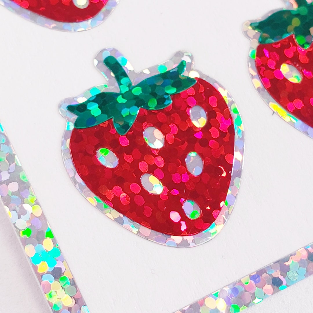 Strawberry Stickers, Set of 15 or 30 Red and Green Summer Fruit Vinyl ...