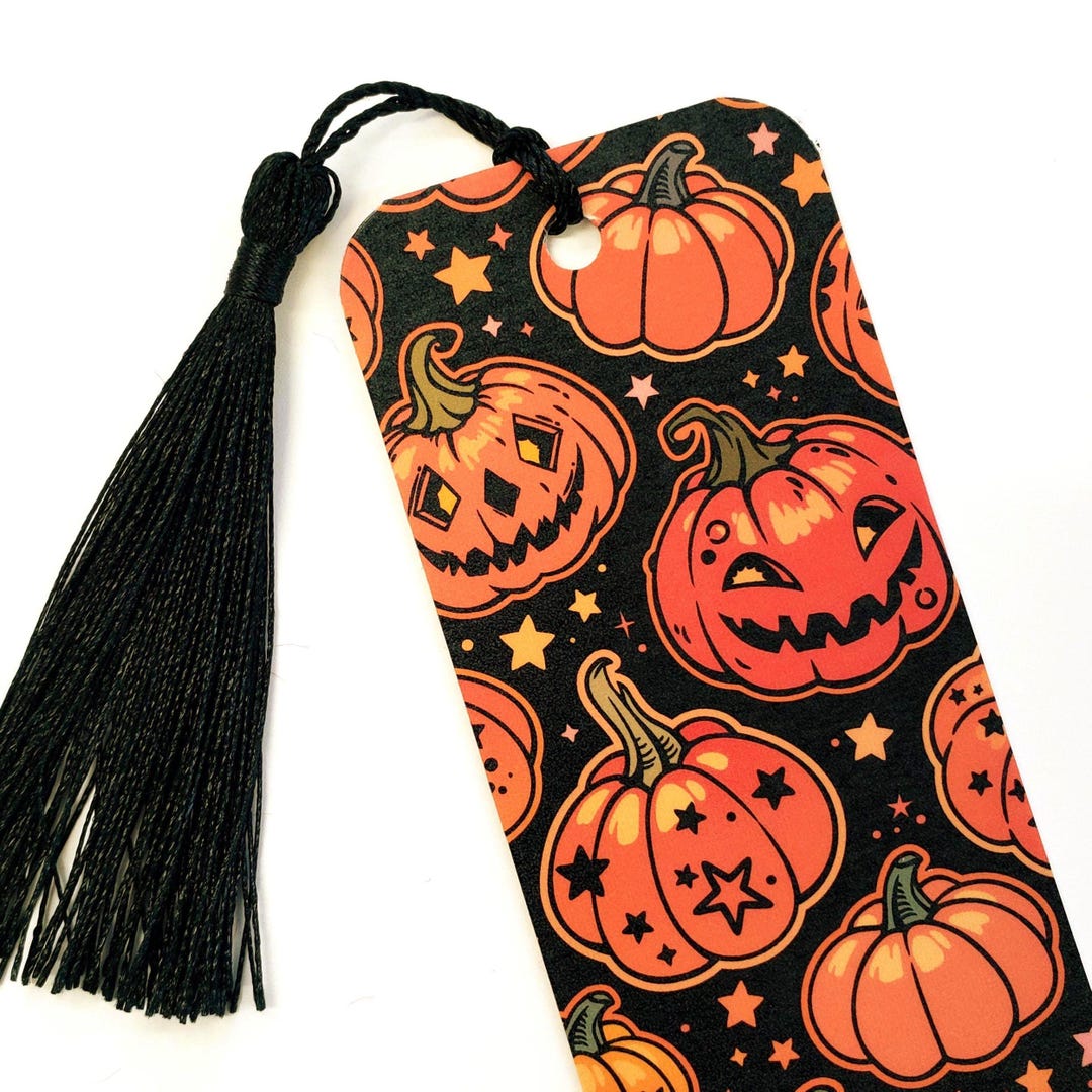 Halloween Pumpkin Bookmark, Cute Pumpkins and Stars, Double-sided Color ...