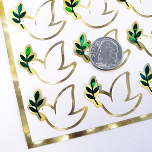 Peace Dove Sticker Sheet, Set of 28 White and Gold Stickers for ...