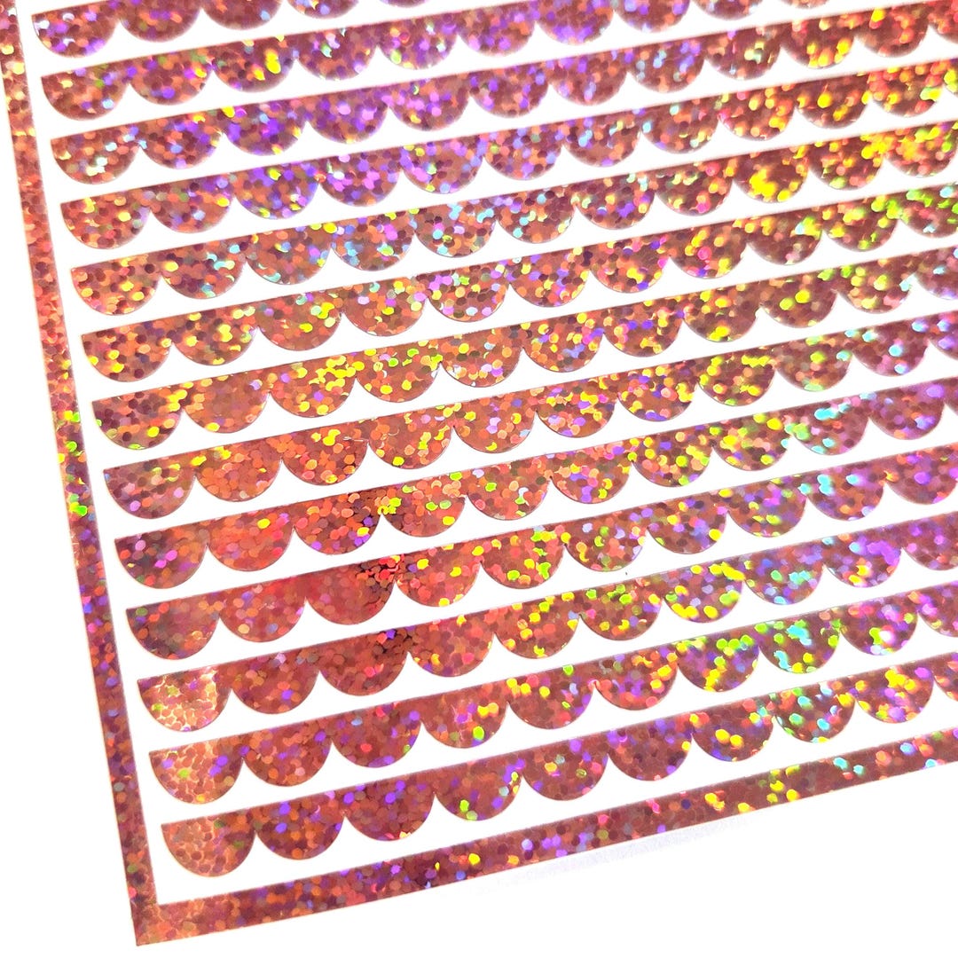 Pink Glitter Scalloped Border Stickers, Journal Embellishments, Sheet ...