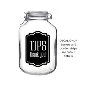 Tip Jar Decal for Waitress, Hair Stylist, Barber, Cocktail Server and ...