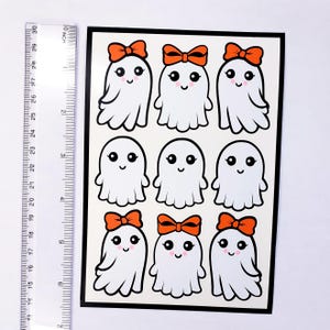 Cute Ghosts Sticker Sheet, Set of 9 Kawaii Style Vinyl Stickers for ...