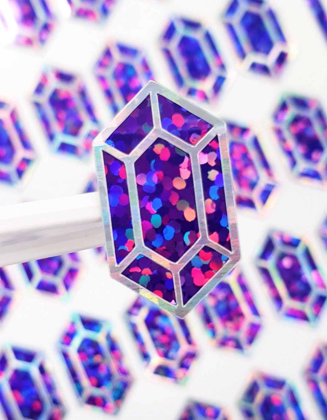 Purple Rupee Gemstone Stickers, Set of 36 Small Sparkly Purple February ...