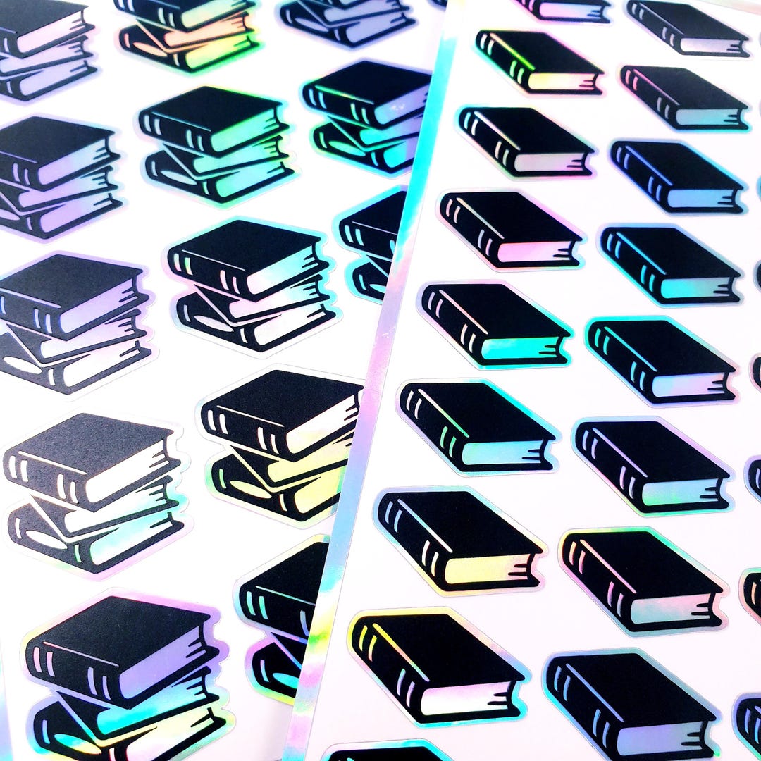 Set of 2 Stacked Books Sticker Sheets, Bookish Vinyl Stickers for ...
