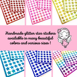 Turquoise Glitter Stars Sticker Sheet, Set of 192 Small Sparkly Stars ...