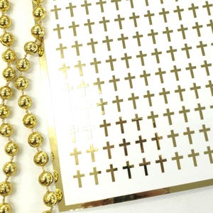 Extra Small Cross Stickers, Set of 200 Mirror Gold Religious Crosses ...