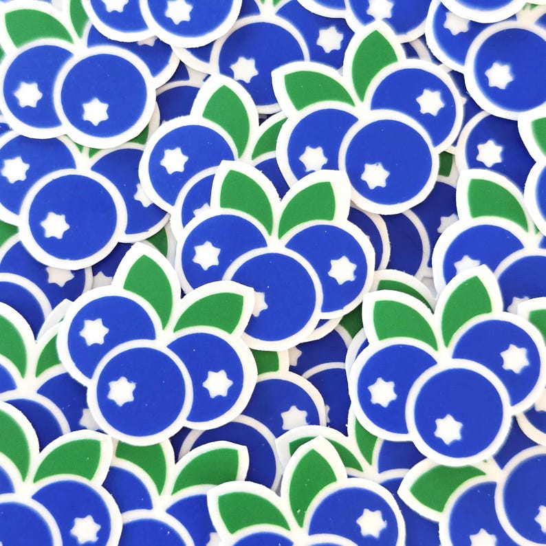 Small Blueberry Fruit Sticker Set, Die Cut Glitter Vinyl Decals, Peel ...