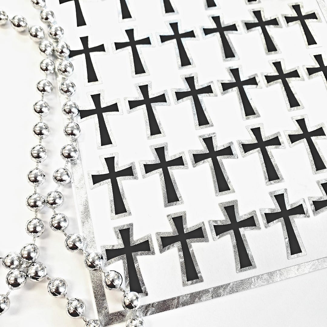 Black Gothic Cross Stickers, Set of 36 Religious Crosses With Metallic ...