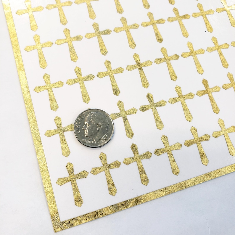 Gold Cross Sticker Sheet, Set of 64 Religious Decals, Communion ...