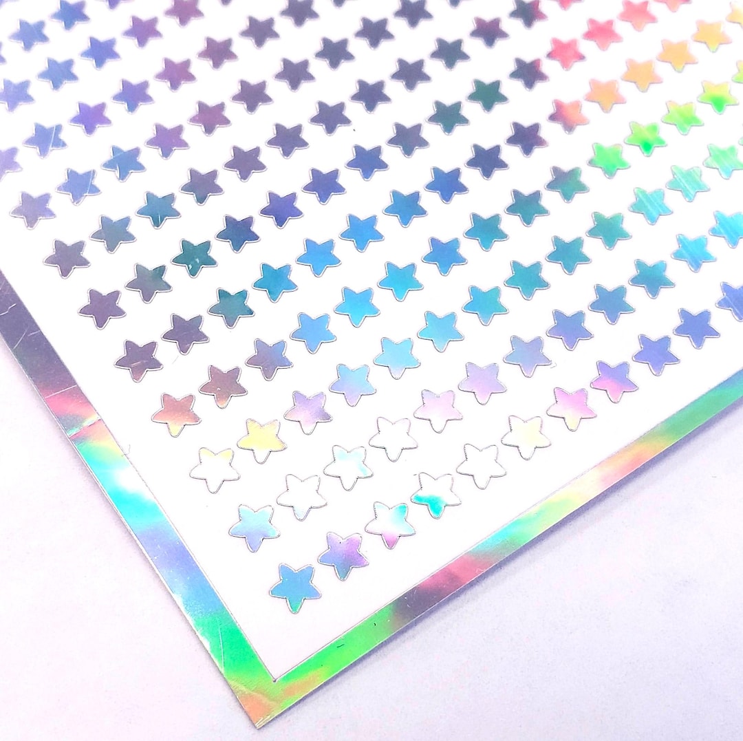 Extra Small Star Stickers, Set of 600 Micro Sized Silver Star Vinyl ...