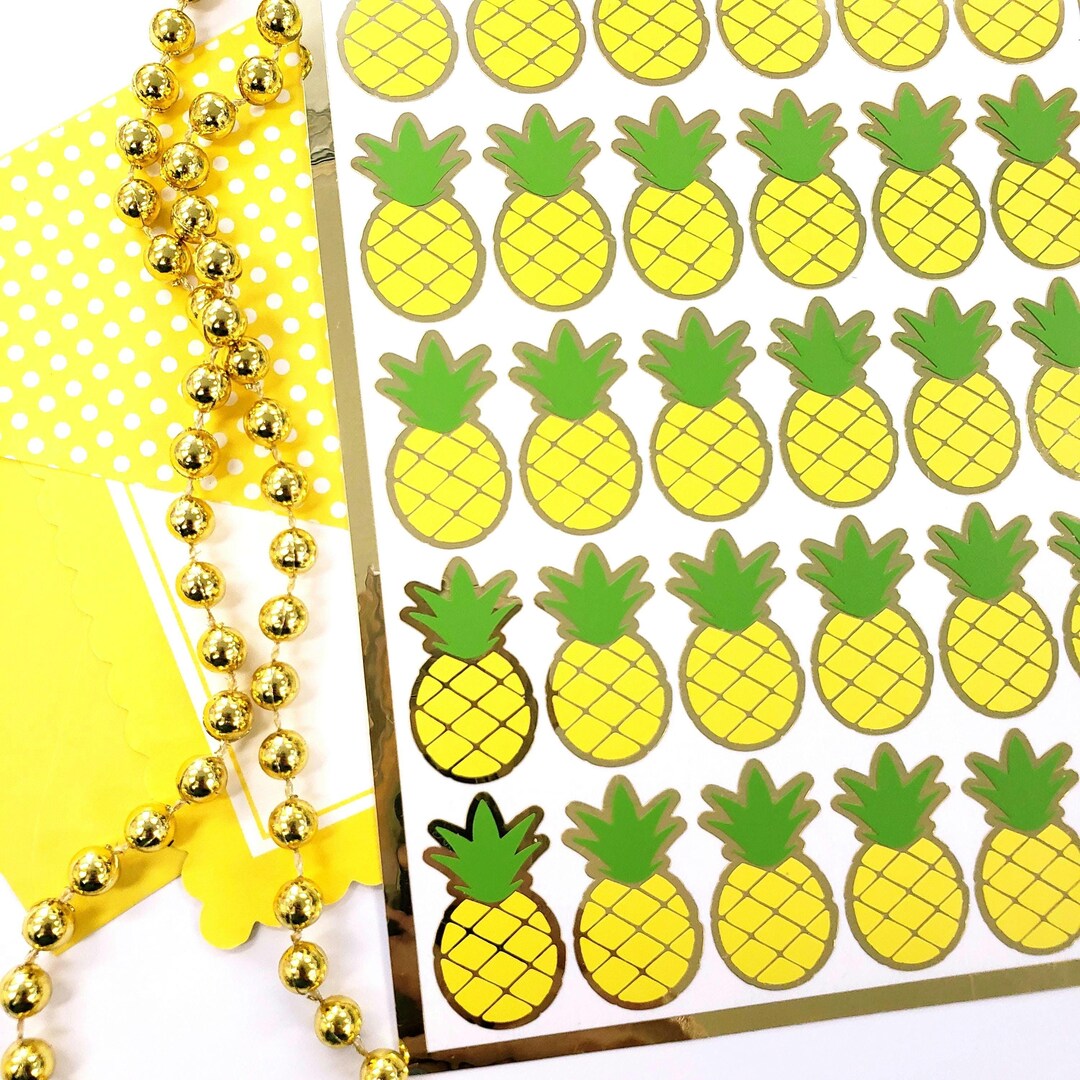Pineapple Stickers, Set of 30 Peel and Stick Tropical Fruit Stickers ...