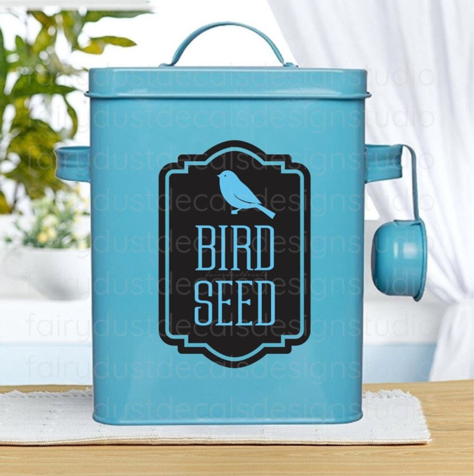 Bird Seed Decal, Computer Cut Vinyl Decal, Bird Seed Container Label ...