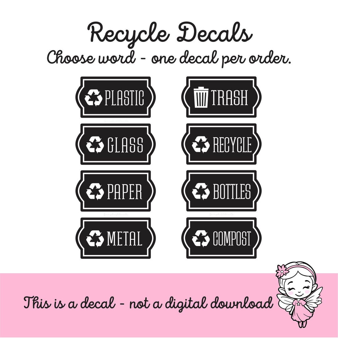 Recycle Decals, Computer Cut Recycling Labels, Trash Recycle Plastic ...