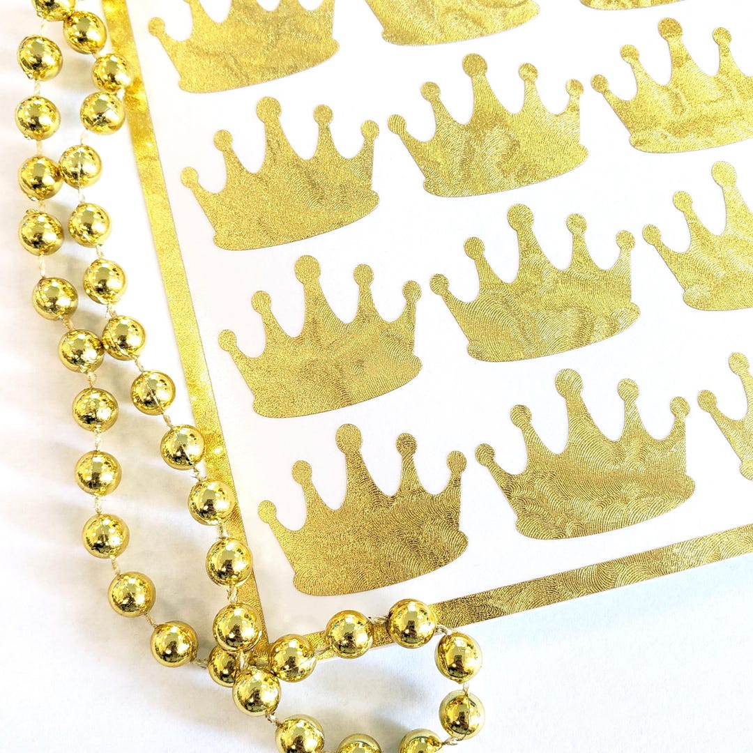 Gold Crown Stickers for Princess Birthday Party and Crafts, Larger Size ...