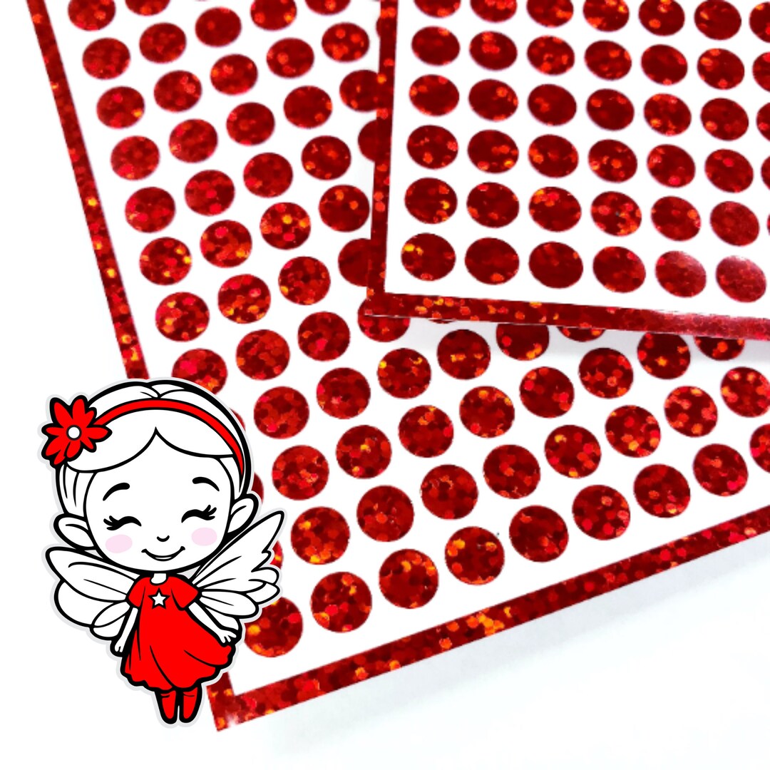 Red Dot Stickers, Set of 368 Red Glitter Dot Stickers for Journals ...