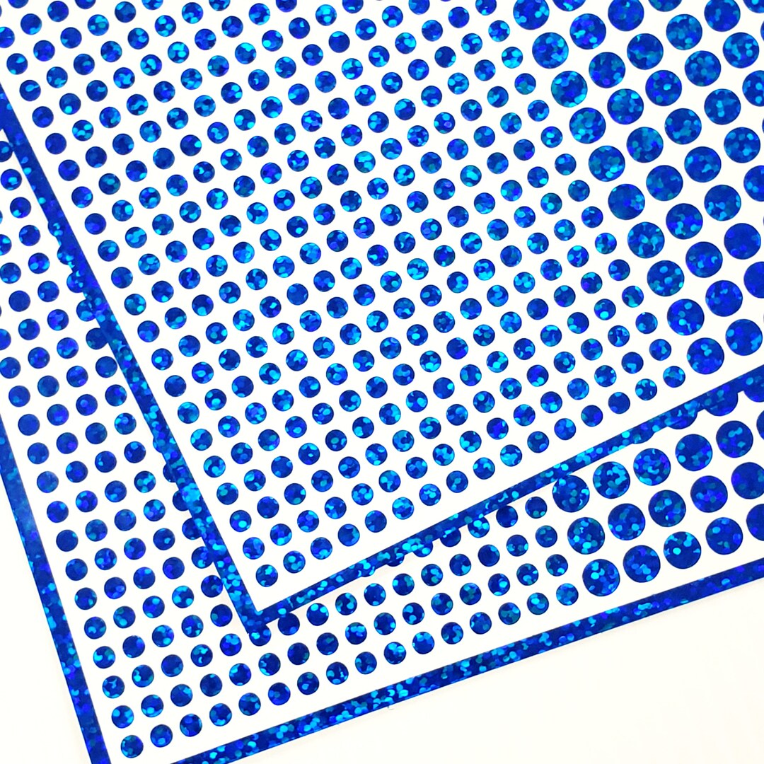 Blue Glitter Dot Stickers, Set of 560, Two Dot Sizes 2mm and 1/4 Dots ...