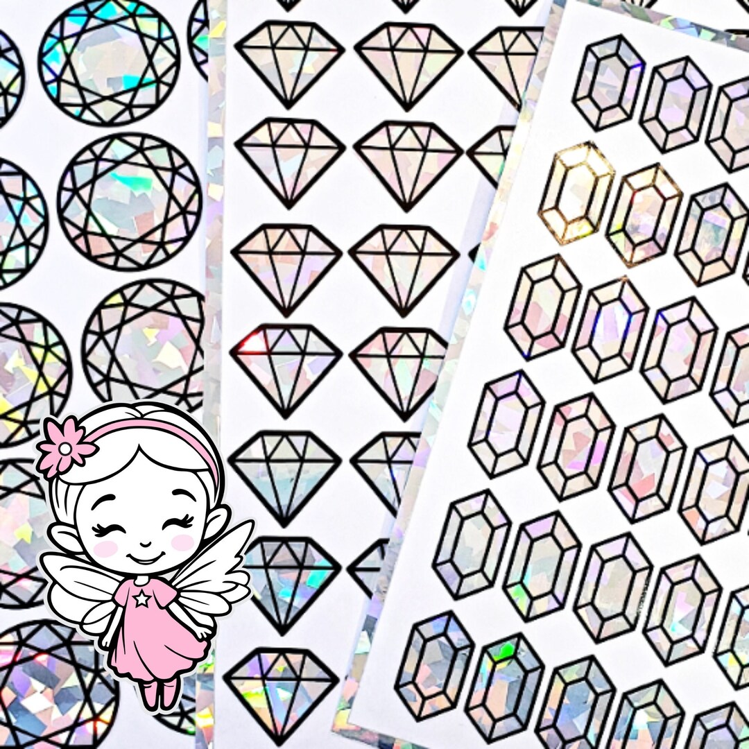 Diamond Stickers, Set of 96 Sparkly White Diamond Birthstone Stickers ...