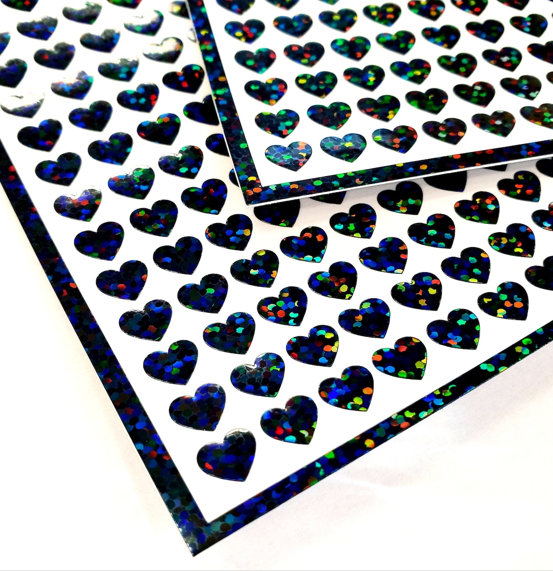 Black Heart Stickers, Set of 285 Small Sparkly Black Heart Vinyl Decals ...
