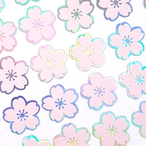 Pink Cherry Blossom Flower Stickers, Set of 70 Pale Pink and Silver ...