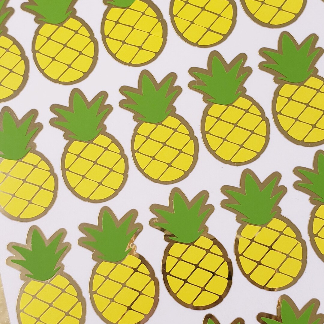 Pineapple Stickers, Set of 30 Peel and Stick Tropical Fruit Vinyl ...
