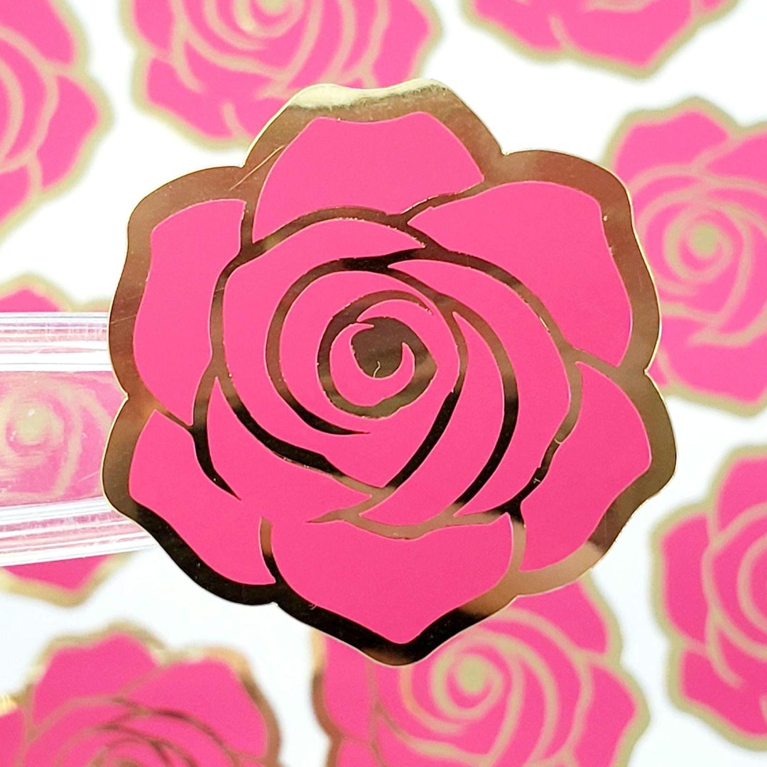 Hot Pink Roses Sticker Sheet, Set of 15 Rose Blooms for Spring Weddings ...