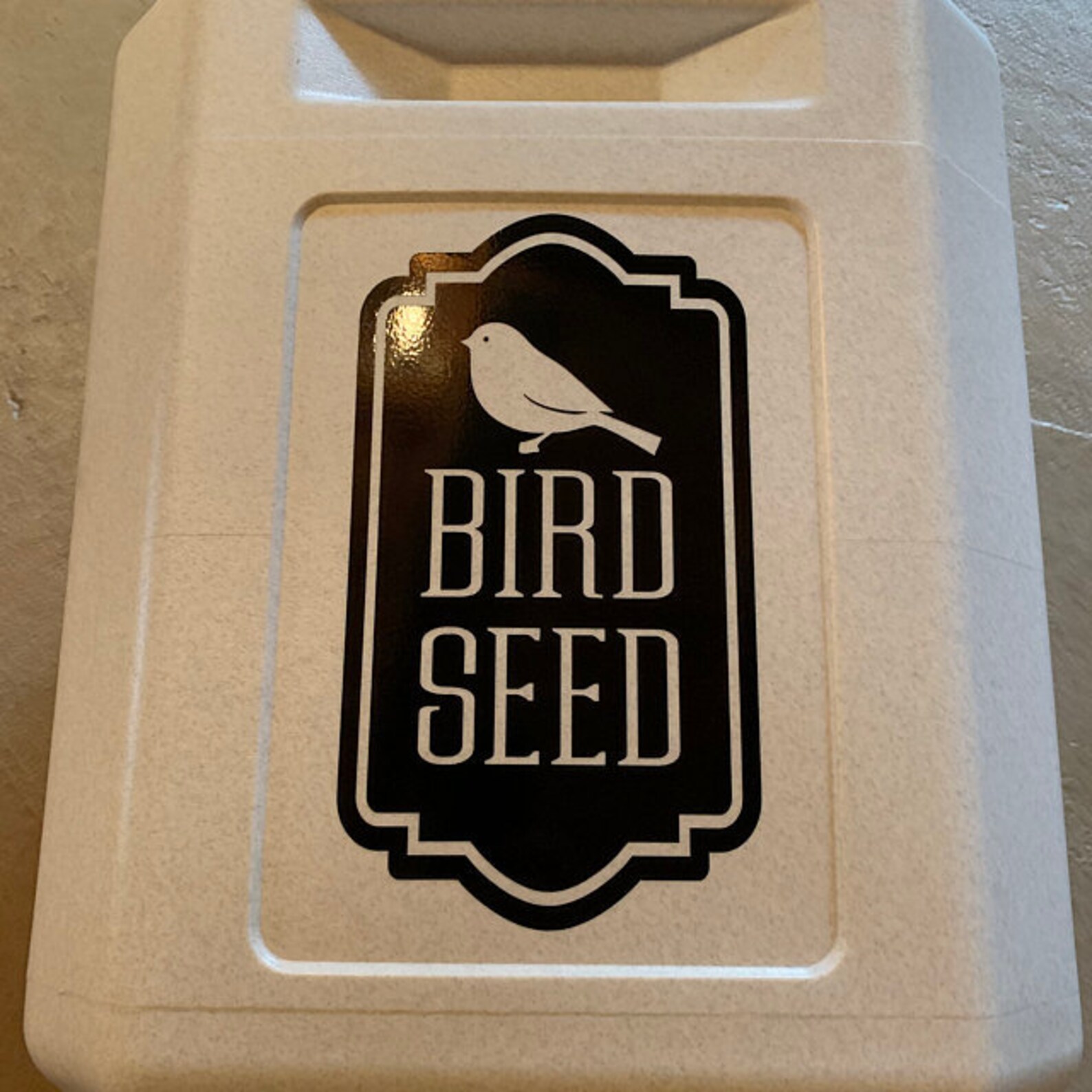 Bird Seed Decal, Computer Cut Vinyl Decal, Bird Seed Container Label ...