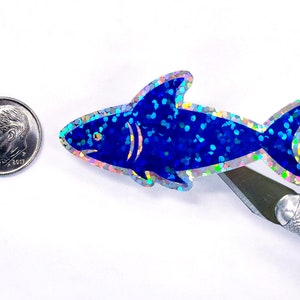 Shark Stickers, Set of 6, 12 or 24 Shark Shaped Glitter Stickers for ...