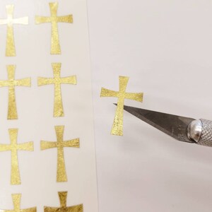 Christian Cross Stickers, Gold Metallic Cross Vinyl Decals, Small Cross ...