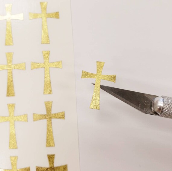 Christian Cross Stickers Gold Metallic Cross Vinyl Decals - Etsy
