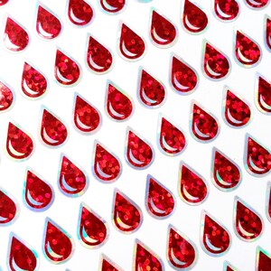 Red Blood Drop Stickers, Set of 136 Sparkling Red Vinyl Decals, Period ...