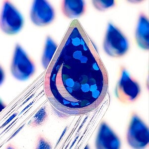 Blue Water Drop Stickers, Set of 136 Sparkly Blue Raindrop Vinyl Decals ...