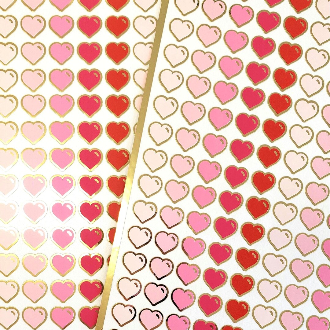 Valentine's Day Mini Pink Heart Stickers, Set of 150 Tiny Hearts for ...